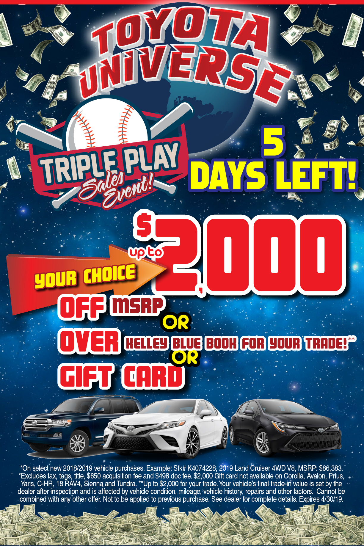 Triple Play 5 Days Only - Toyota Universe