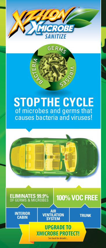 Sanitize your vehicle against microbes that produce bacteria and viruses.