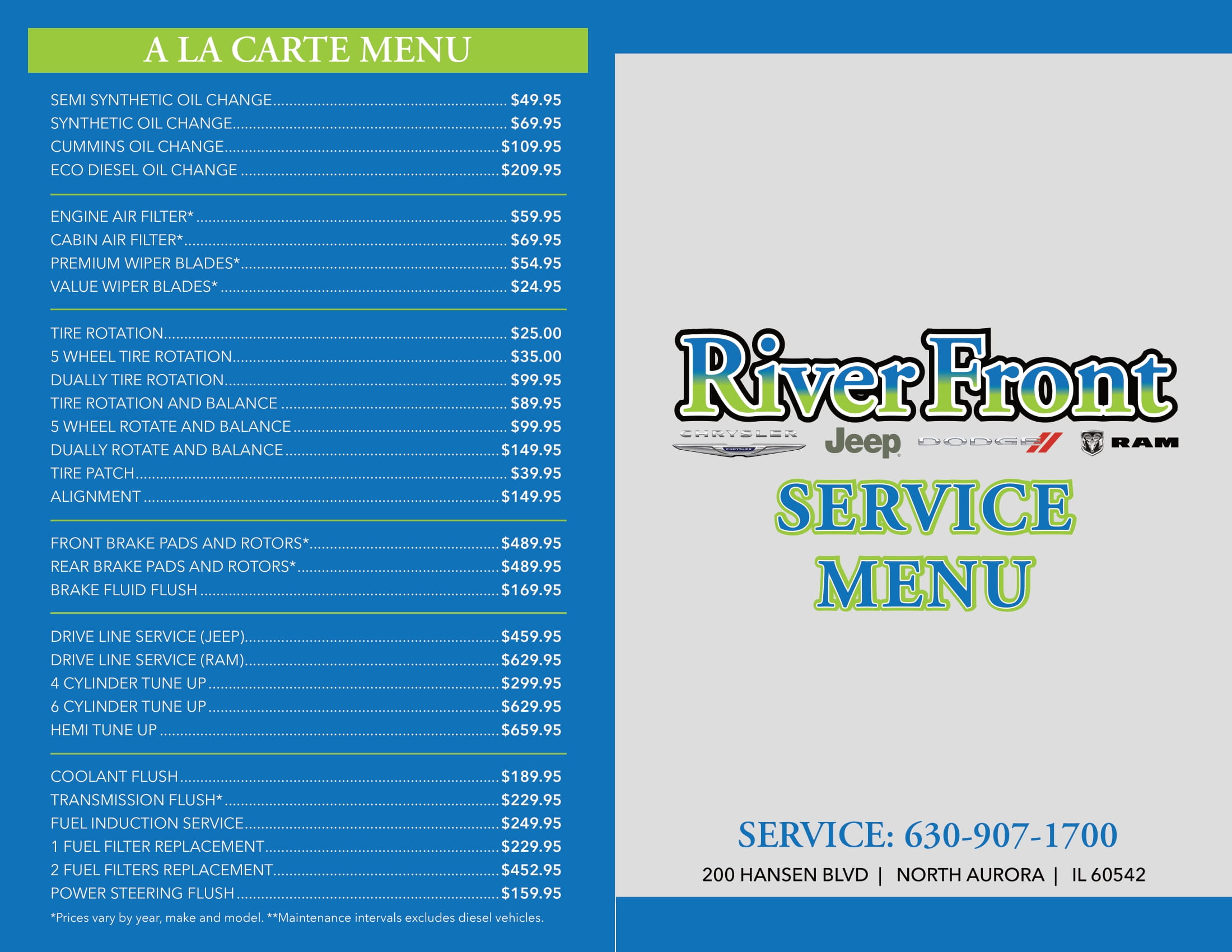 Service Pricing - River Front CDJR
