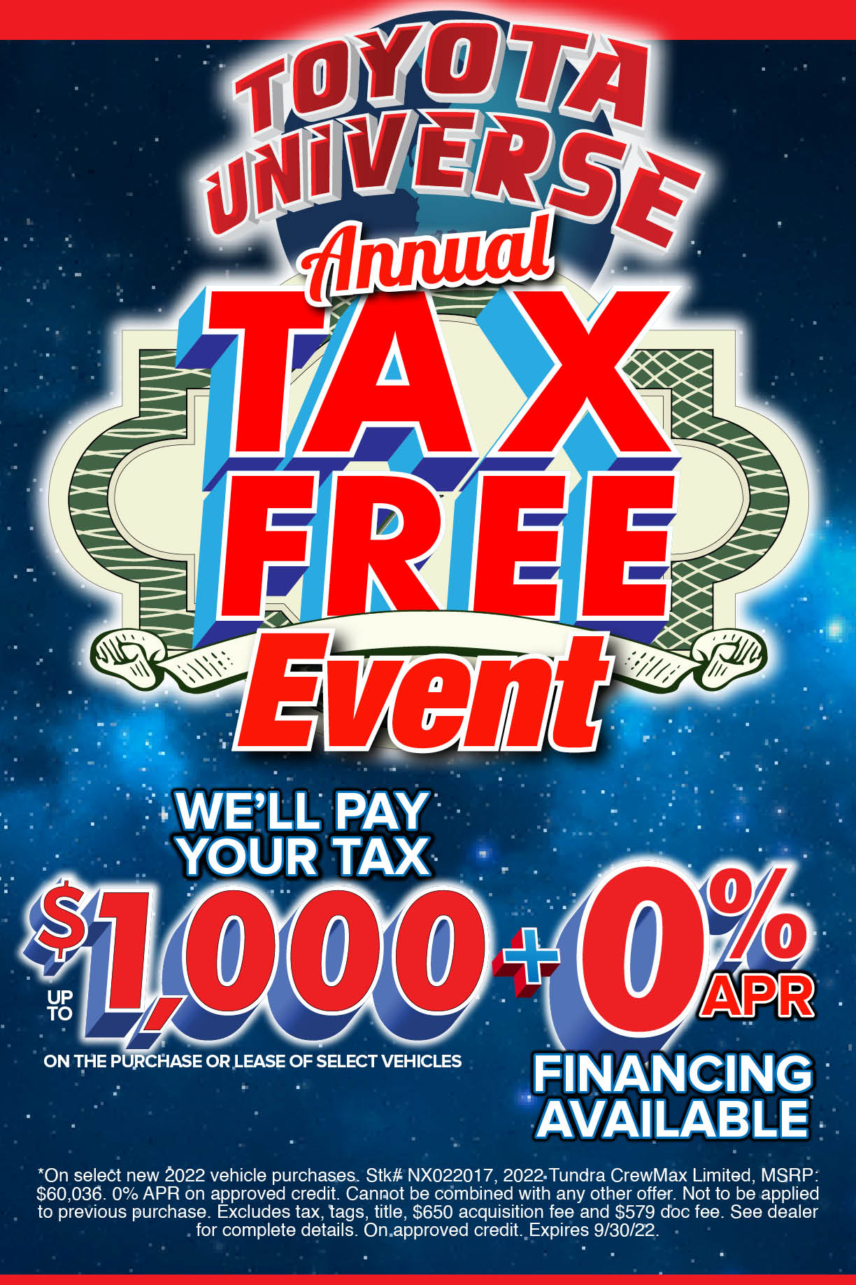 Tax Free Event - Toyota Universe