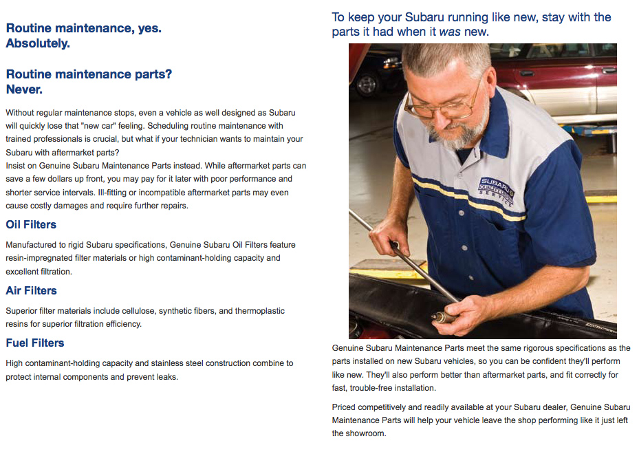 Genuine Subaru Maintenance Parts - Carter Subaru Ballard