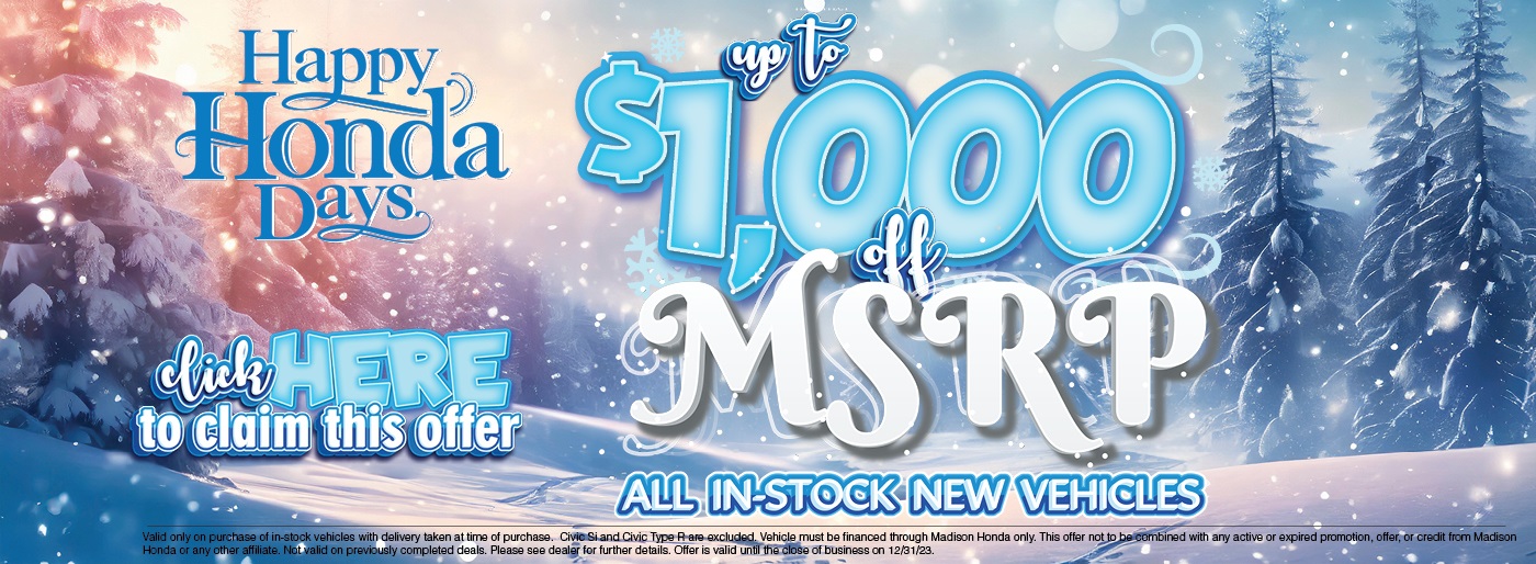 $1,000 OFF MSRP - Madison Honda