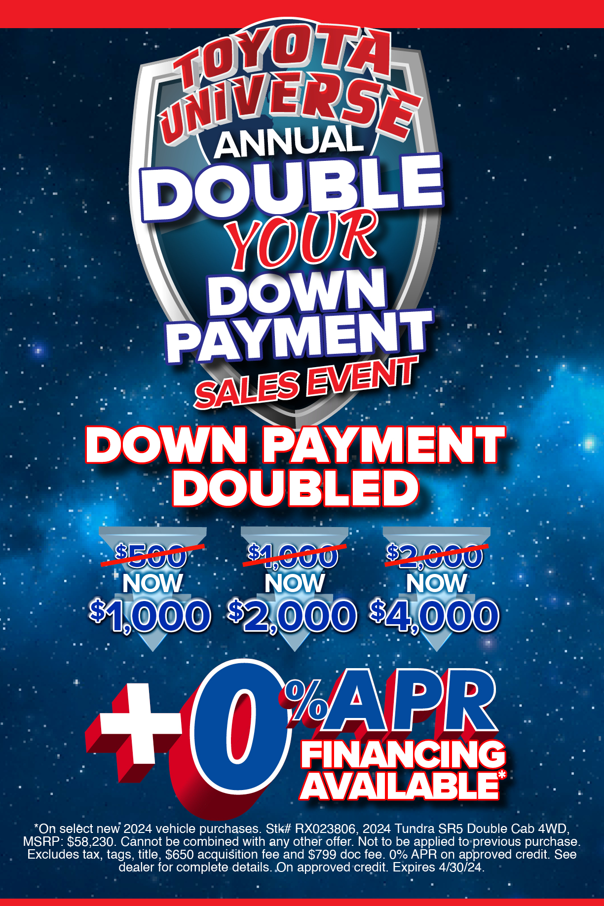 Annual Double Your Down Payment Sales Event - Toyota Universe