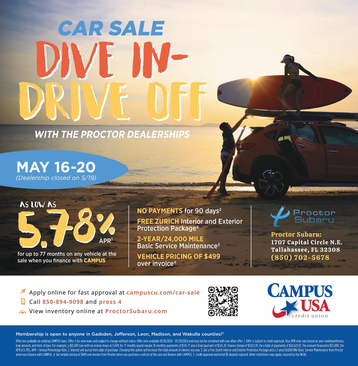 Proctor Subaru & Campus USA Credit Union Car Sale - Limited Time Offer ...