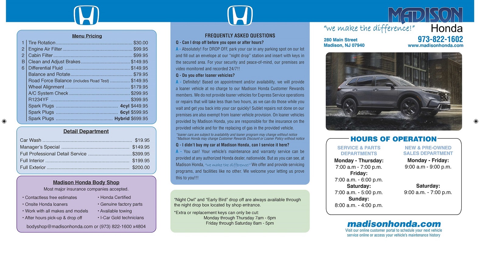 Service Pricing - Madison Honda