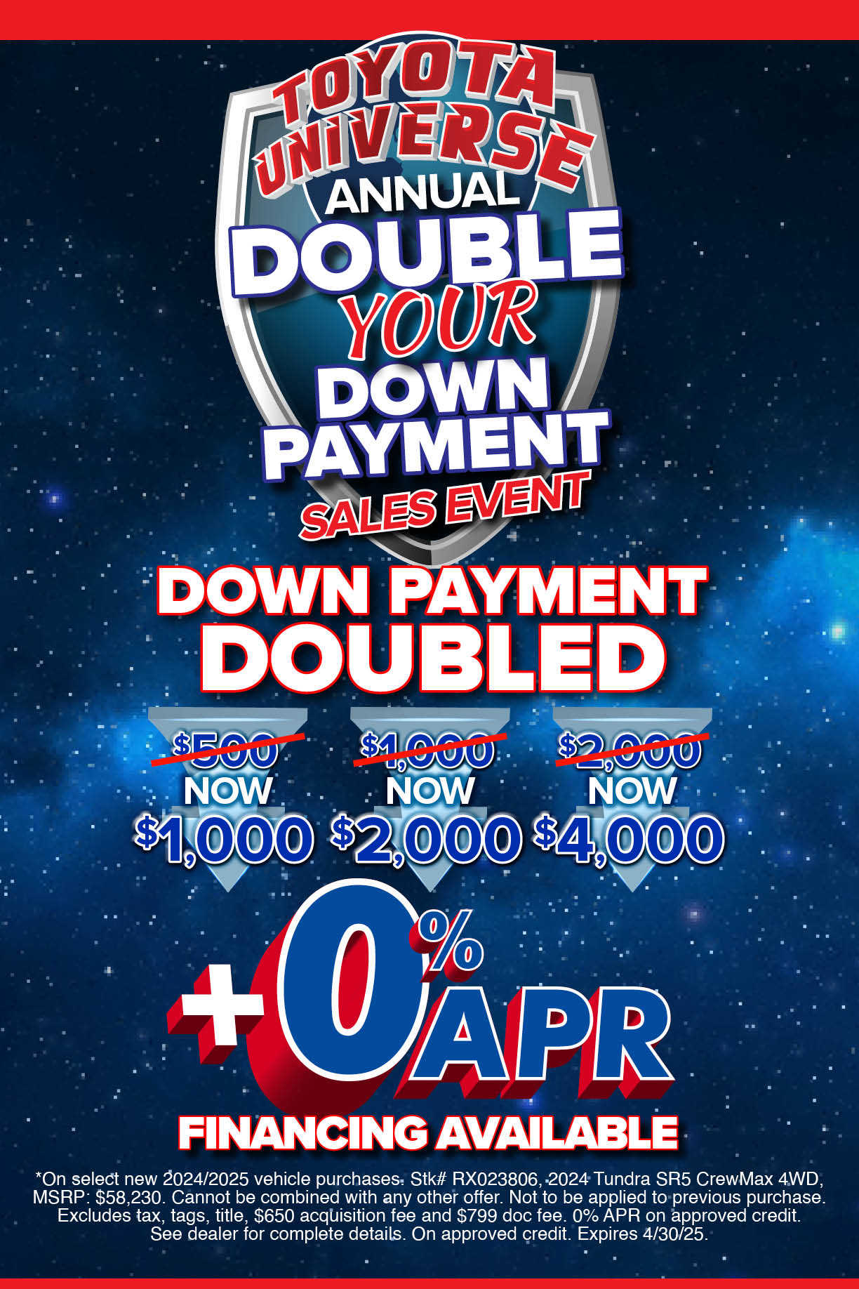 Annual Double Your Down Payment Sales Event - Toyota Universe